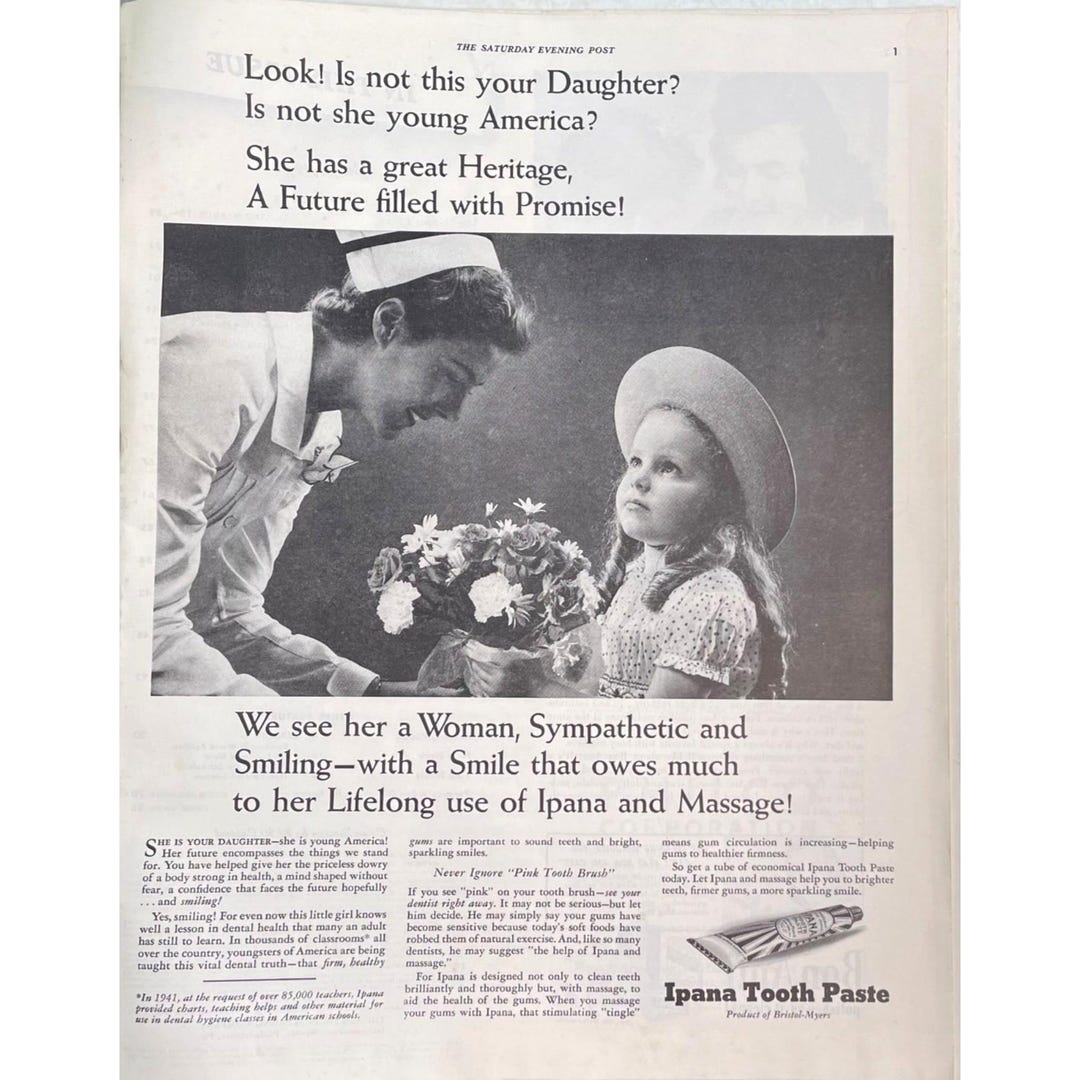 1942 Ipana Tooth Paste Ad, Nurse and Child, Vintage Health Print - Etsy