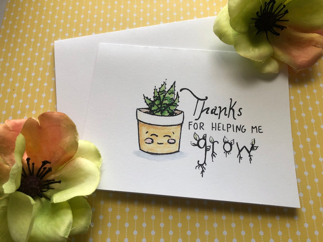 Thanks for Helping Me Grow | Thank You Card for Mentors and Teachers - Etsy