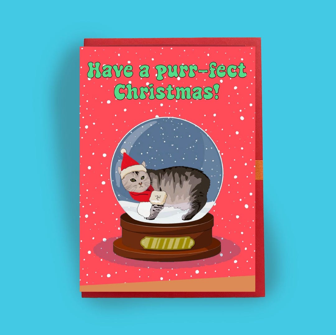 Manx Cat Christmas Card – Festive Isle of Man Holiday Greeting - Etsy