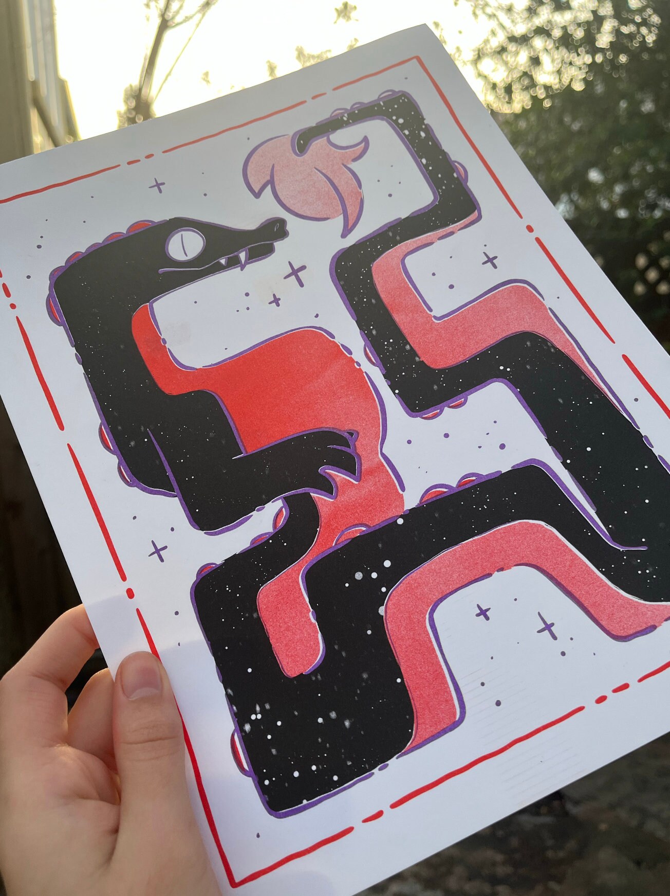 Black Dragon Risograph Print - Etsy