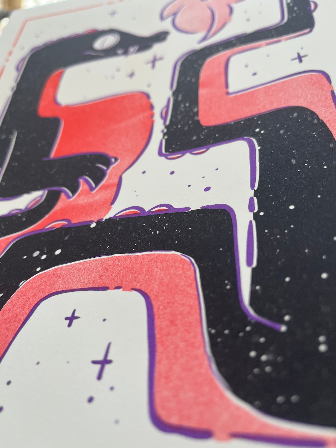 Black Dragon Risograph Print - Etsy