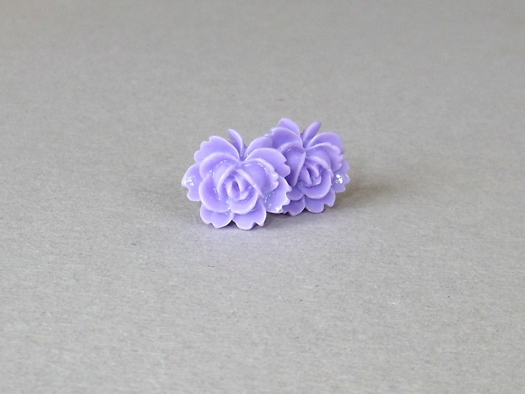 Purple Flower Post Earrings Flower Stud Earrings Purple - Etsy