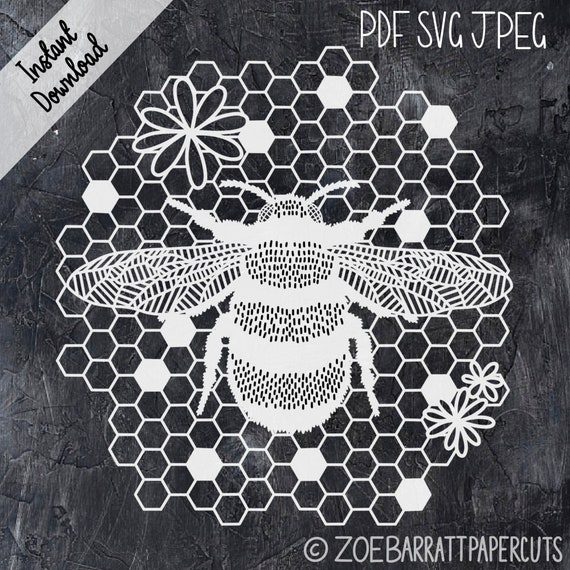 Bumble Bee & Honeycomb Mandala Papercutting Template | Etsy