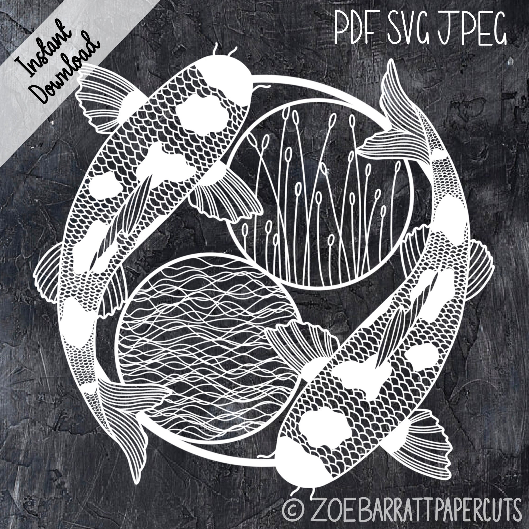 Japanese Koi Fish Papercutting Template Papercut Pattern - Etsy