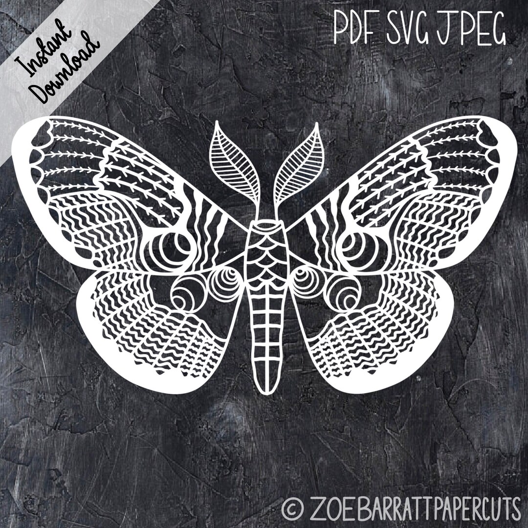 Moth Papercutting Template - SVG PDF JPG - Digital Download - Papercut ...