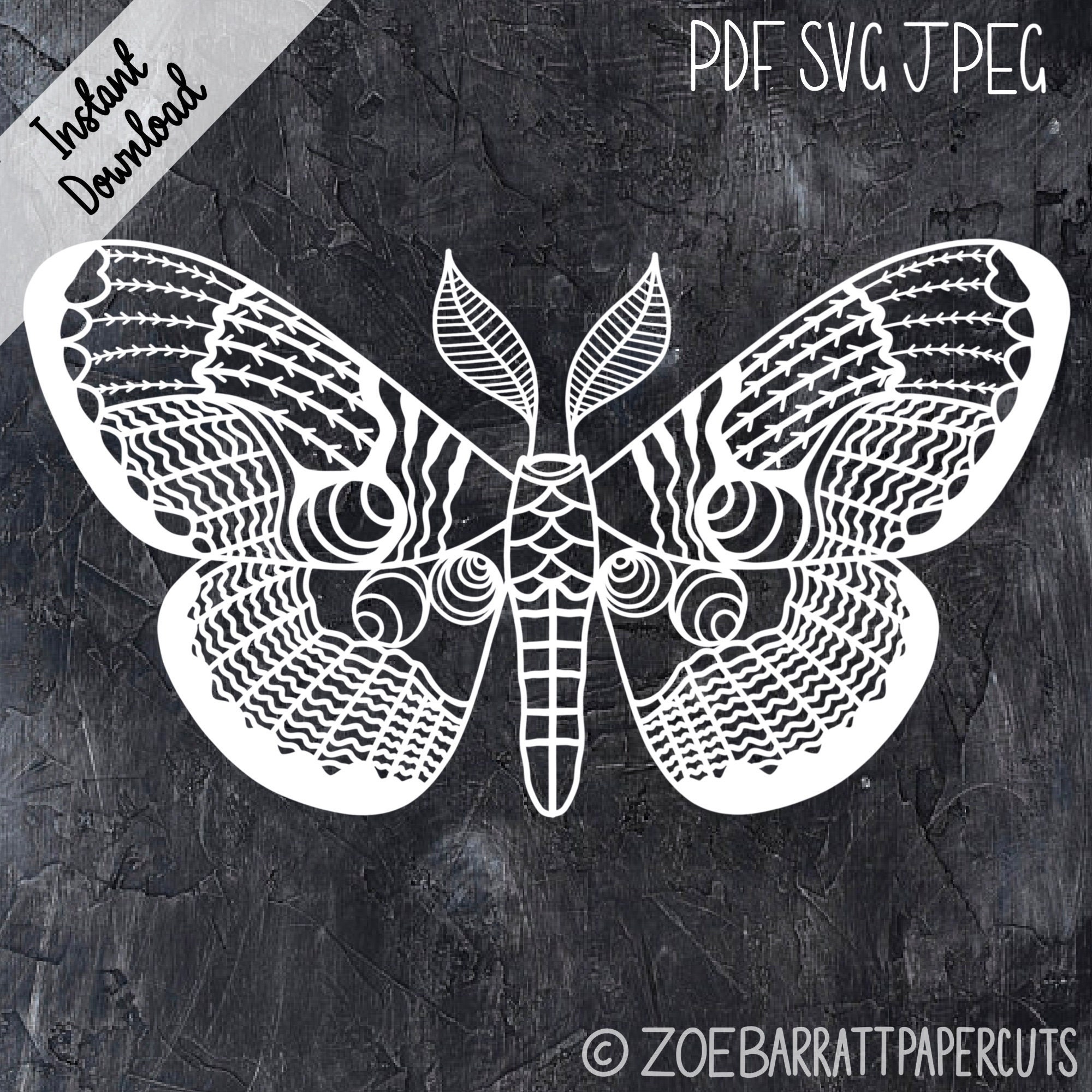 Moth Papercutting Template - SVG PDF JPG - Digital Download - Papercut ...