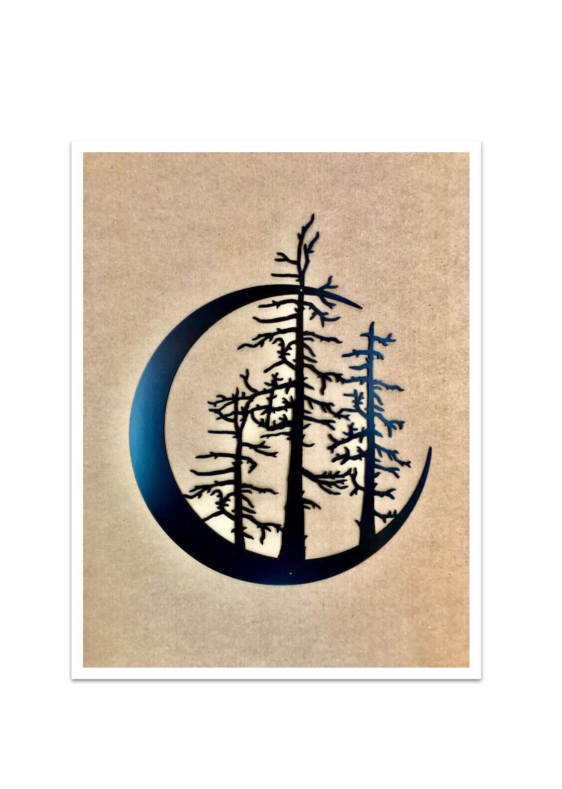 Crescent Moon With Trees Metal Wall Art - Etsy