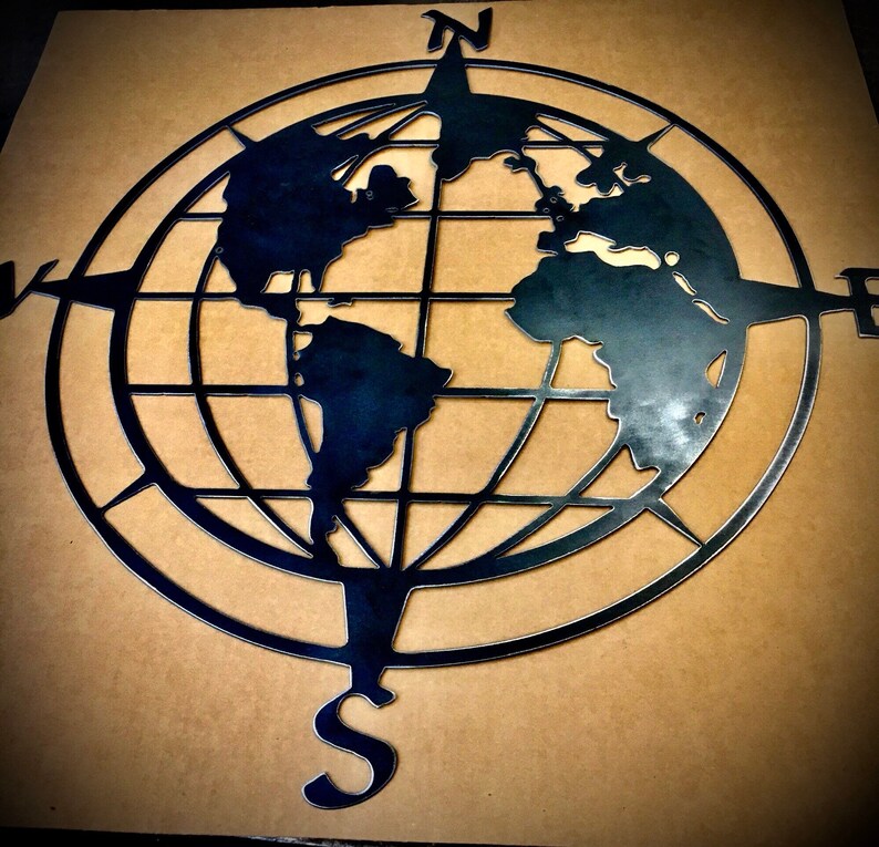 Compass Globe Metal Wall Art - Etsy