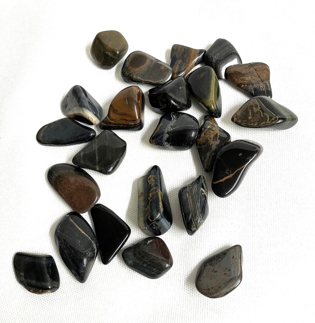Blue Tiger Eye Tumbled Stone AKA Hawks Eye AKA Falcons Eye 116 Blue ...