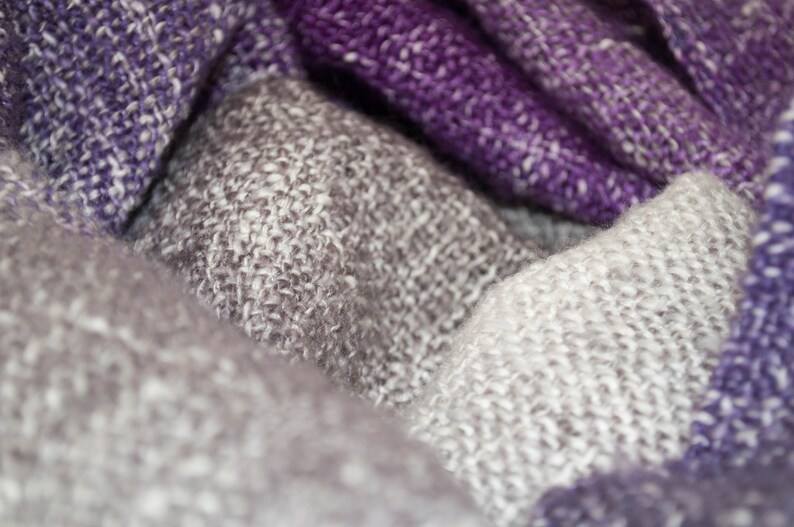 Handwoven Graduated Purple and Grey Scarf - Etsy UK