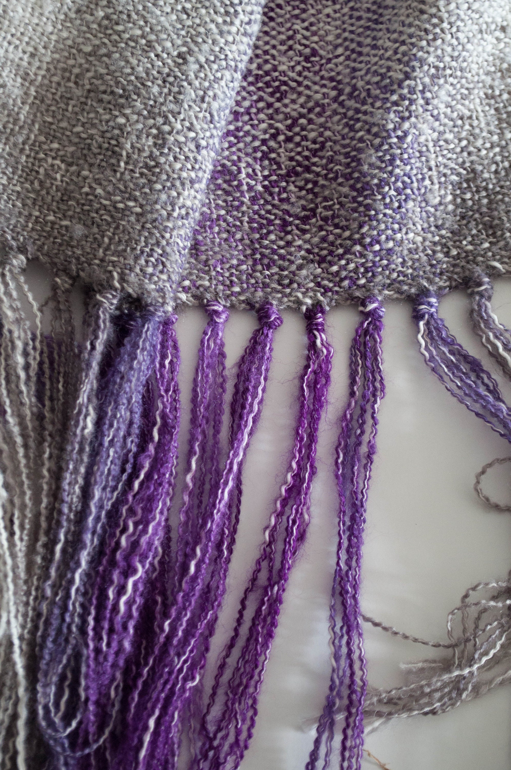 Handwoven Graduated Purple and Grey Scarf - Etsy UK