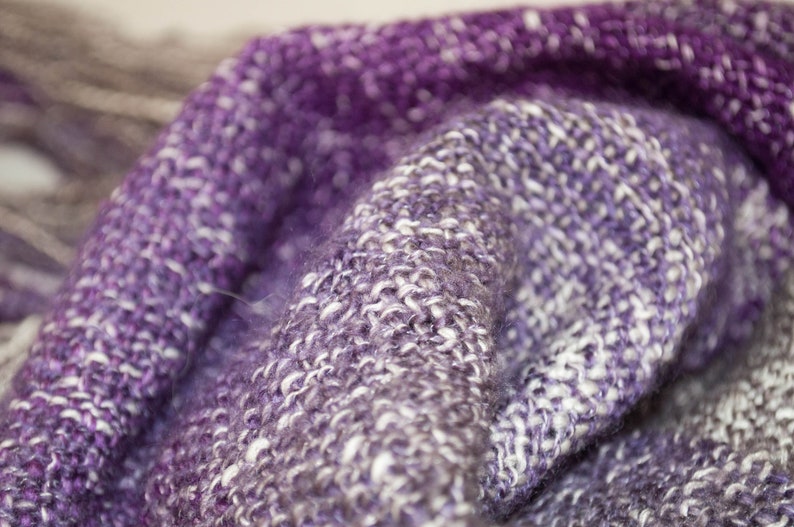 Handwoven Graduated Purple and Grey Scarf - Etsy UK