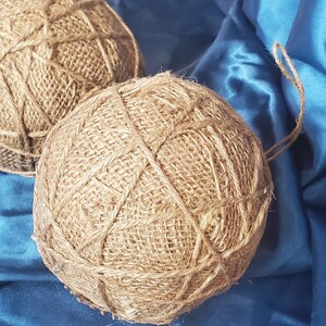 Set of Two Burlap Ball Ornaments - Etsy