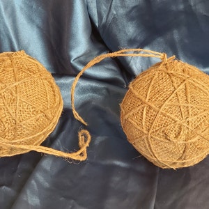 Set of Two Burlap Ball Ornaments - Etsy