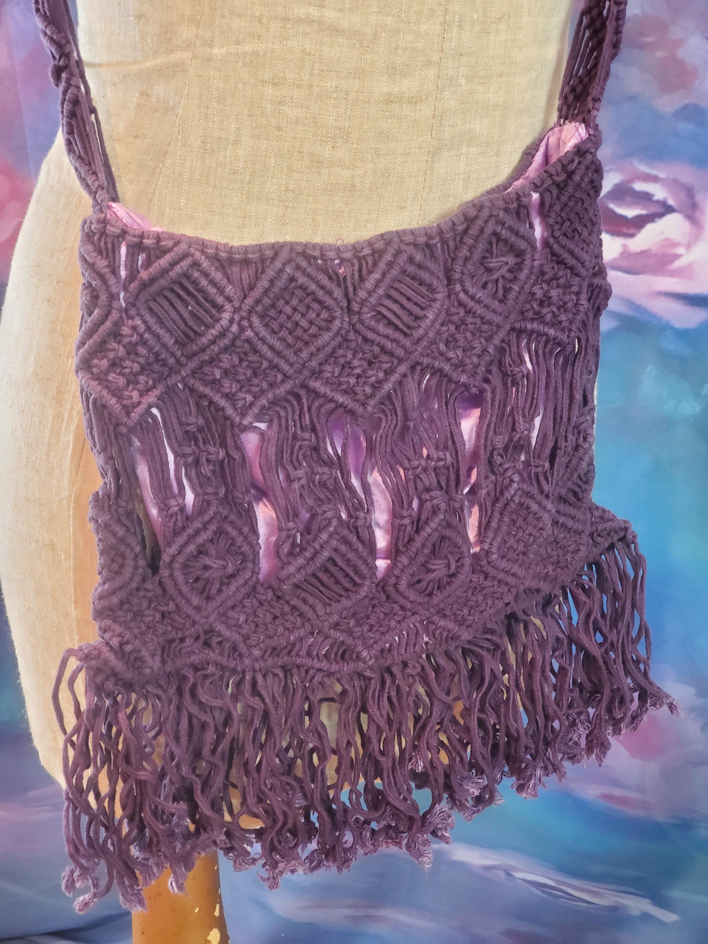 Purple Macrame Earthbound Purse With Fringe - Etsy