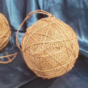 Set of Two Burlap Ball Ornaments - Etsy