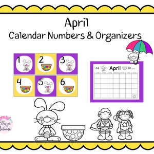 April Calendar Numbers & Organizers - Etsy