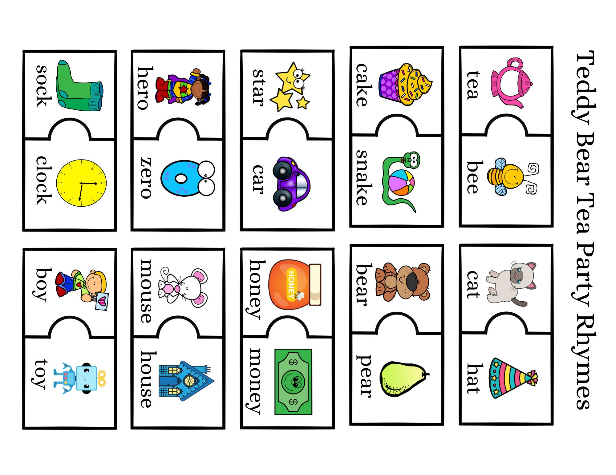 Teddy Bear Tea Party Worksheets, Rhyming Cards, Number 1-10 Puzzle - Etsy