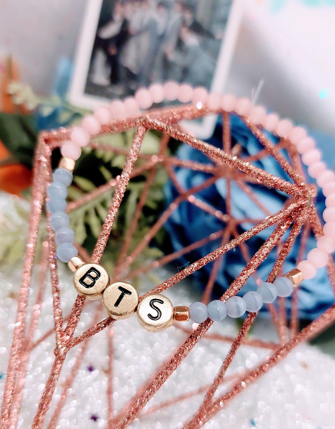 BTS Purple and Pink Letters Bracelet - Etsy
