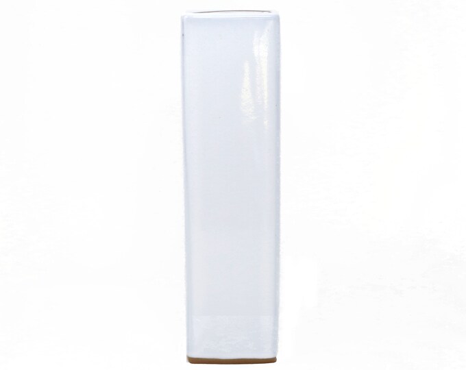 Heavy Squared Tube White Glazed Pottery Vase - Etsy