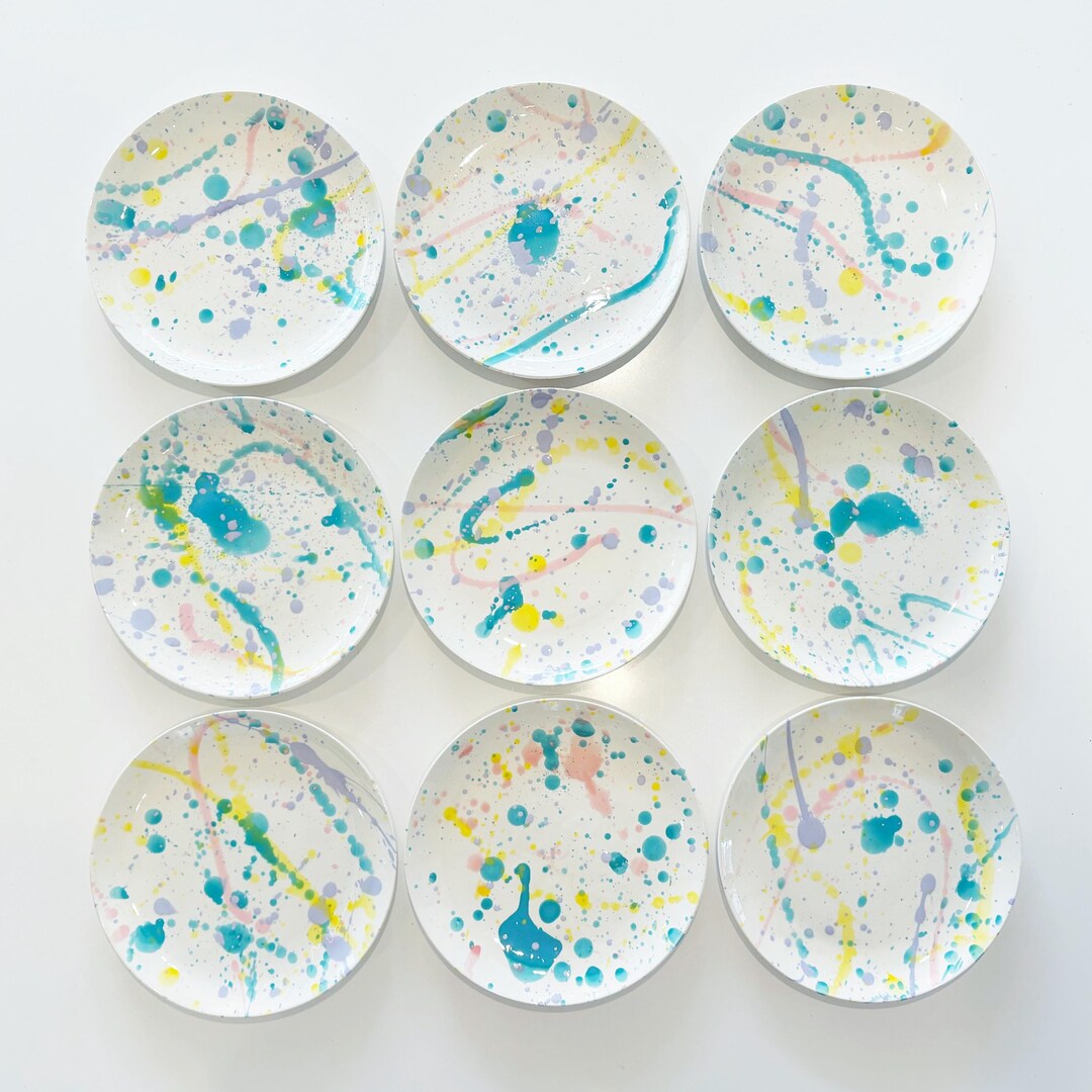 1990’s Splatter Glaze Dinner Plates - Set of 9 - Etsy