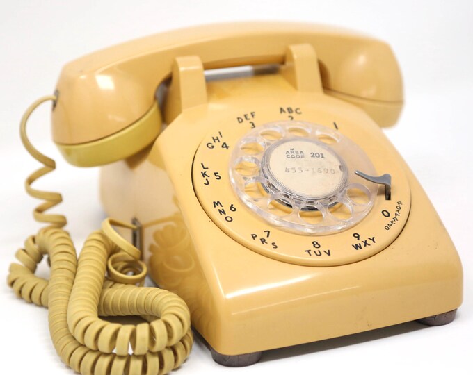 Vintage 1960's Tan Rotary Desk Telephone - Etsy