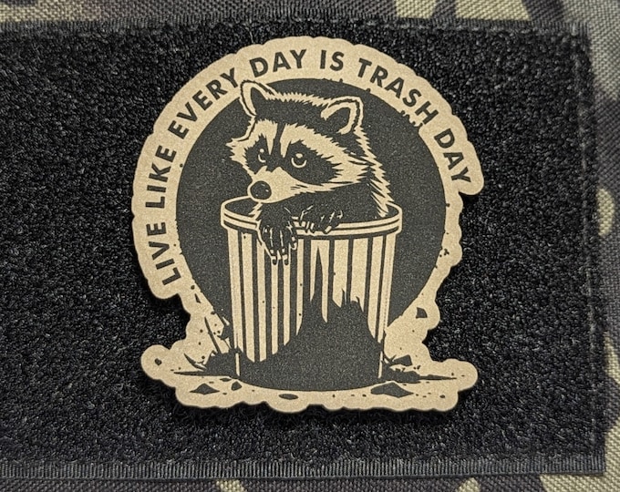 Live Every Day Like Its Trash Day Morale Patch, Raccoon in Trash, Trash Panda , Perfect for ...