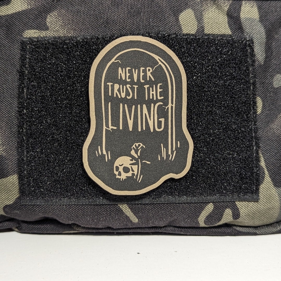 Never Trust the Living Morale Patch, Skull Near a Grave With Roses ...