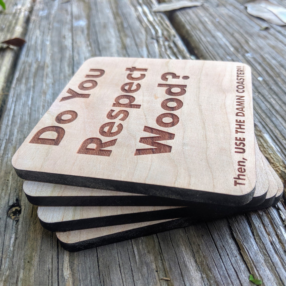 Do You Respect Wood Inappropriate Custom Wooden Coaster Set. | Etsy