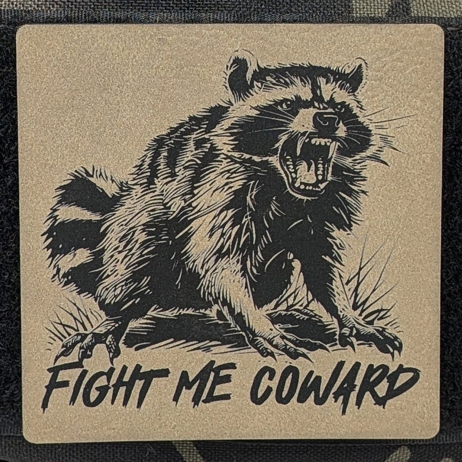 Fight Me Coward Raccoon Morale Patch: Funny Tactical Hook and Loop ...