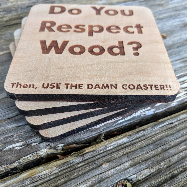 Inappropriate Custom Wooden Coaster Set. Personalized - Etsy