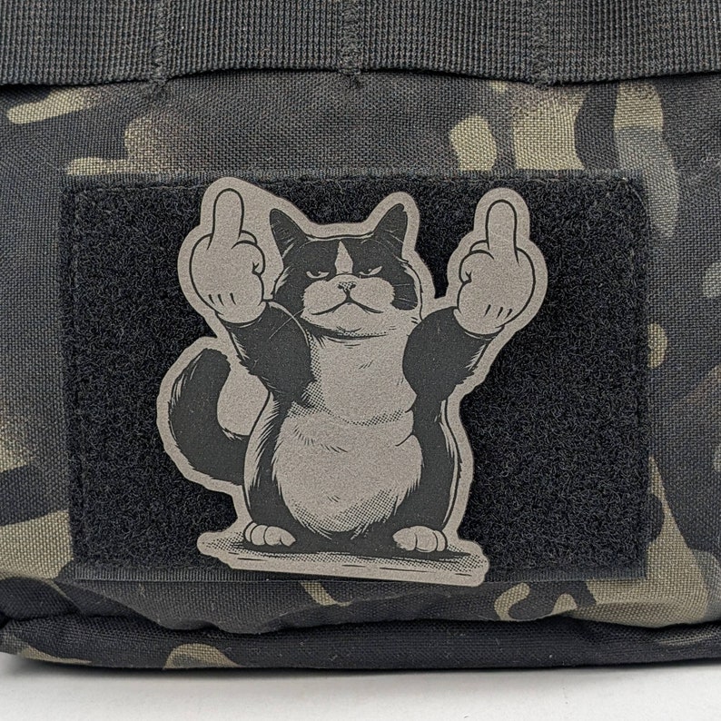 Fat Cat Middle Finger Morale Patch: Vintage Cartoon, Hook and Loop - Etsy