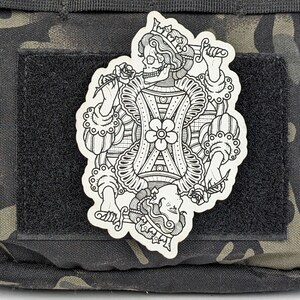 Queen of Hearts Morale Patch: Vintage Playing Card, Tactical Hat Hook ...