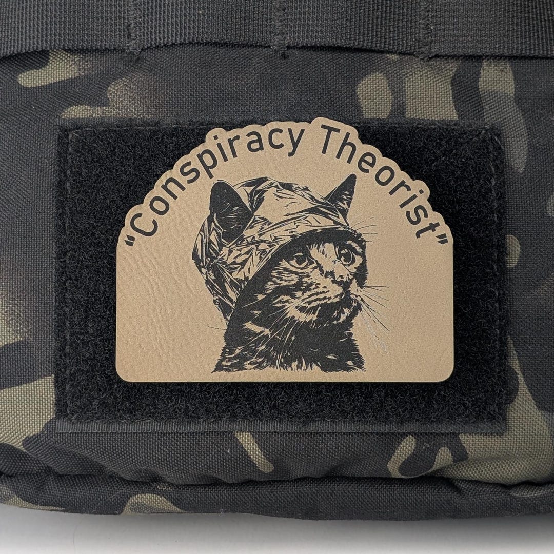 Conspiracy Theorist Cat Morale Patch – Tin Foil Hat Cat Patch – Funny ...