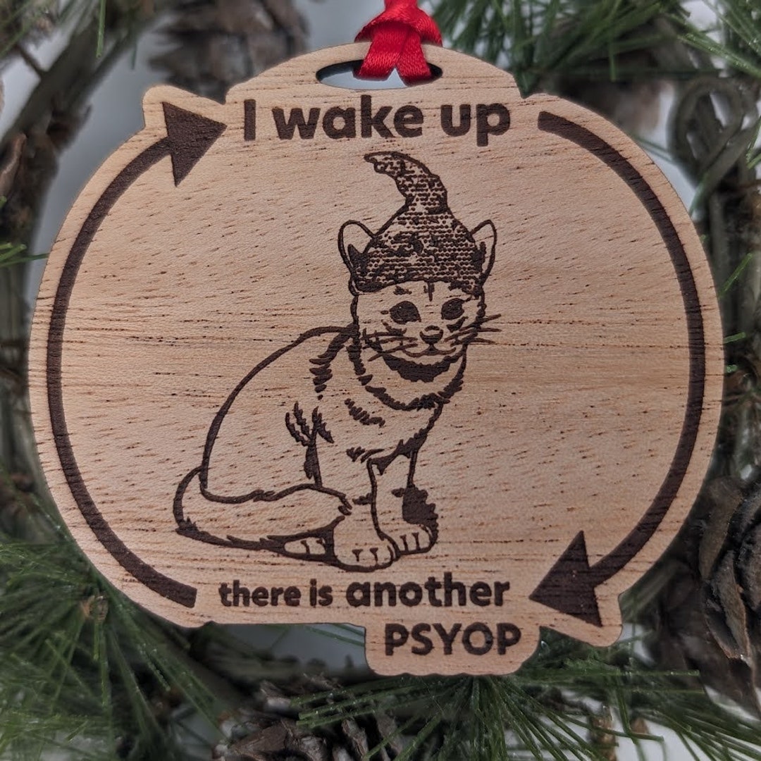 I Wake Up, There is Another Psyop Christmas Ornament. Tin Foil Hat Cat ...