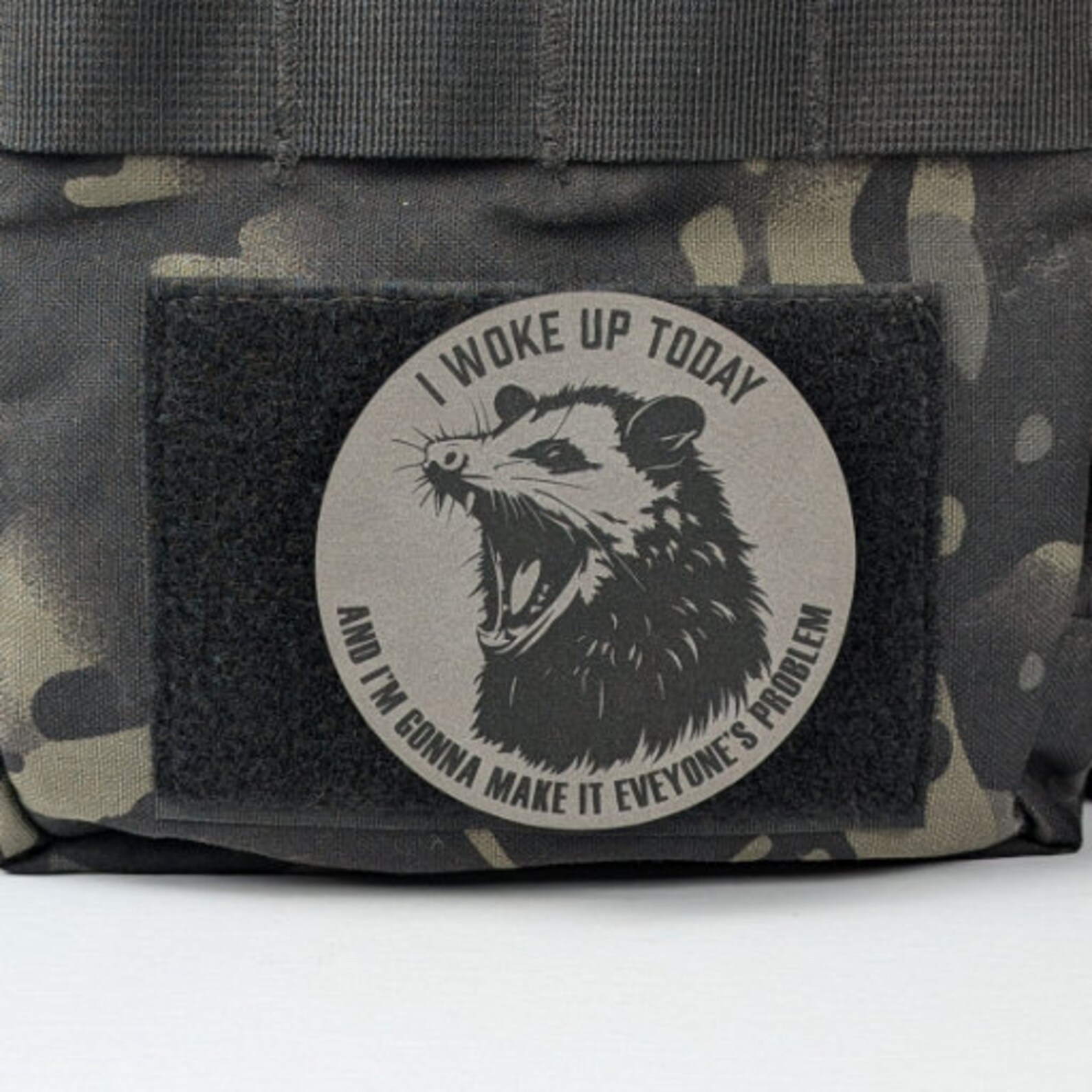 I Woke up Today Opossum Meme Morale Patch: Leatherette Tactical Gear ...