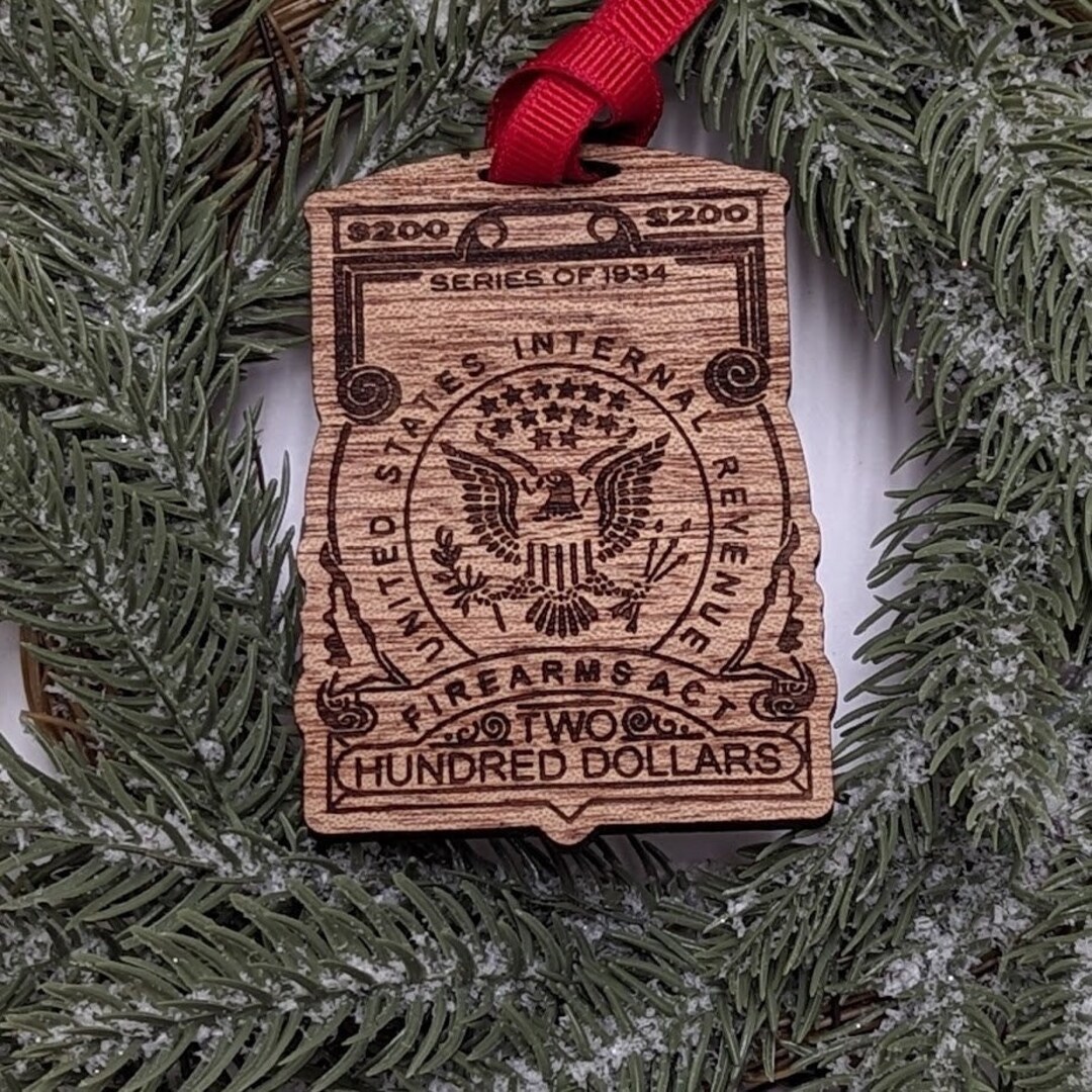 ATF Tax Stamp Christmas Ornament, Shatterproof Wooden Xmas Ornaments ...