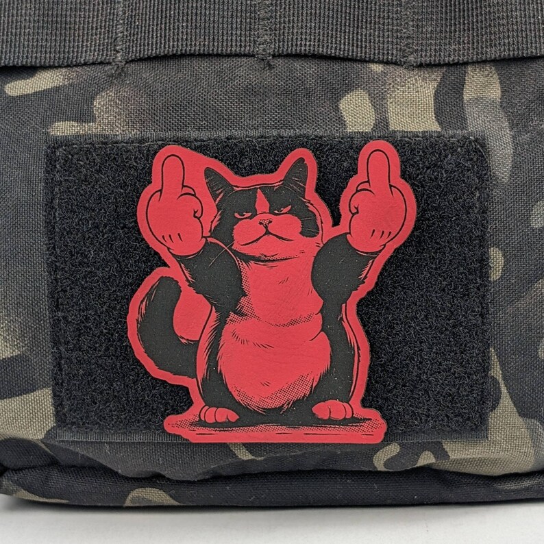 Fat Cat Middle Finger Morale Patch: Vintage Cartoon, Hook and Loop - Etsy