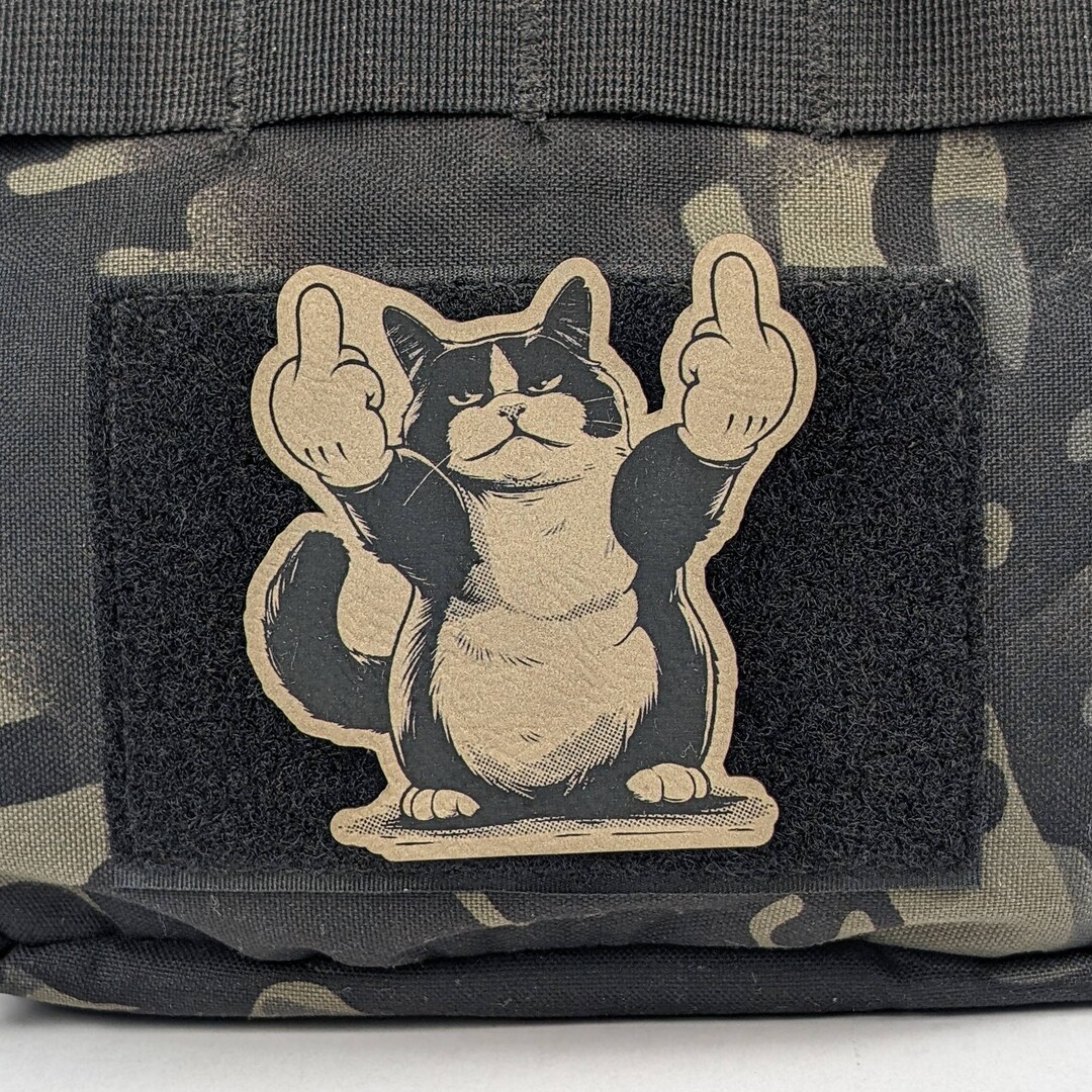 Fat Cat Middle Finger Morale Patch: Vintage Cartoon, Hook and Loop - Etsy