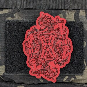 Queen of Hearts Morale Patch: Vintage Playing Card, Tactical Hat Hook ...