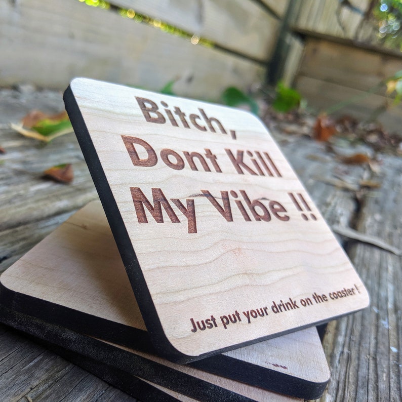 Inappropriate Custom Wooden Coaster Set. Personalized - Etsy