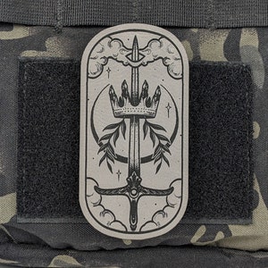Ace of Swords Morale Patch, Crown and Sword Tarot Card Morale Patch, Occult Patch Tactical Hat ...
