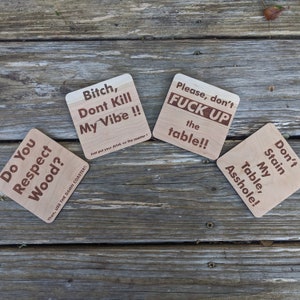 Inappropriate Custom Wooden Coaster Set. Personalized Coasters, Wood ...
