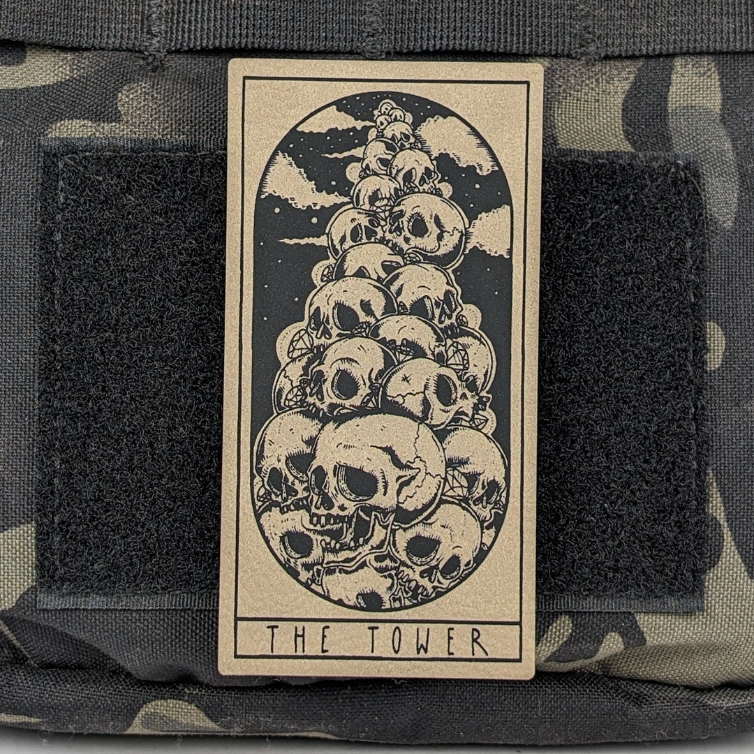 The Tower Morale Patch, Tower of Skulls Vintage Tarot Card Morale Patch ...