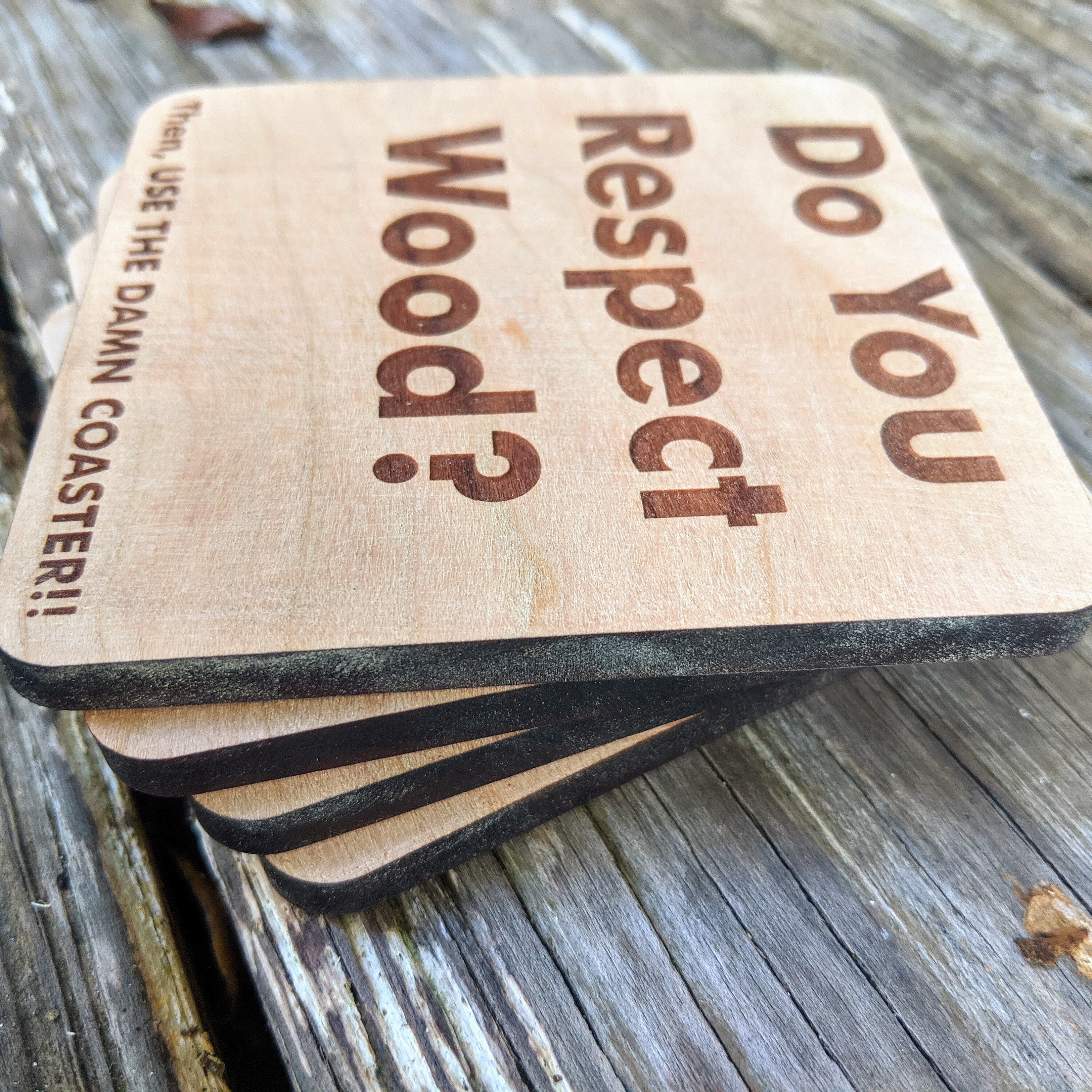 Do You Respect Wood Inappropriate Custom Wooden Coaster Set. | Etsy