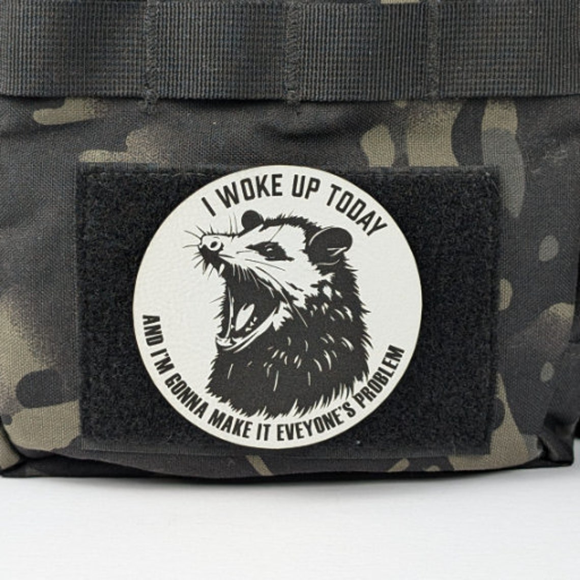 I Woke up Today Opossum Meme Morale Patch: Leatherette Tactical Gear ...