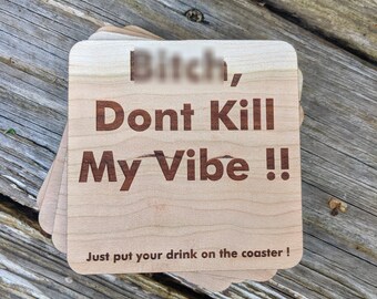 Inappropriate Custom Wooden Coaster Set. Personalized | Etsy