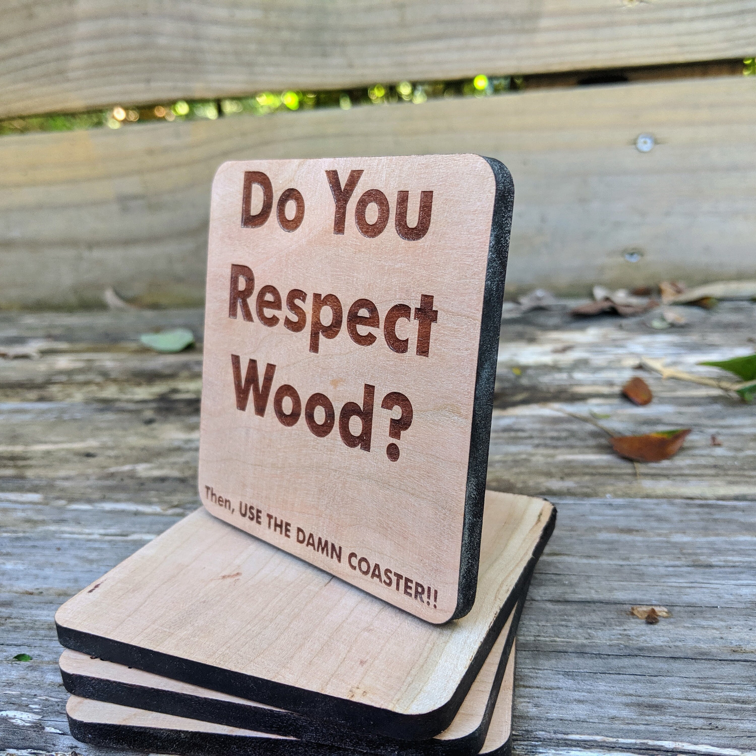 Do You Respect Wood Inappropriate Custom Wooden Coaster Set. | Etsy