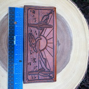 Hand Tooled Leather Long Wallet With Desert Scene - Etsy