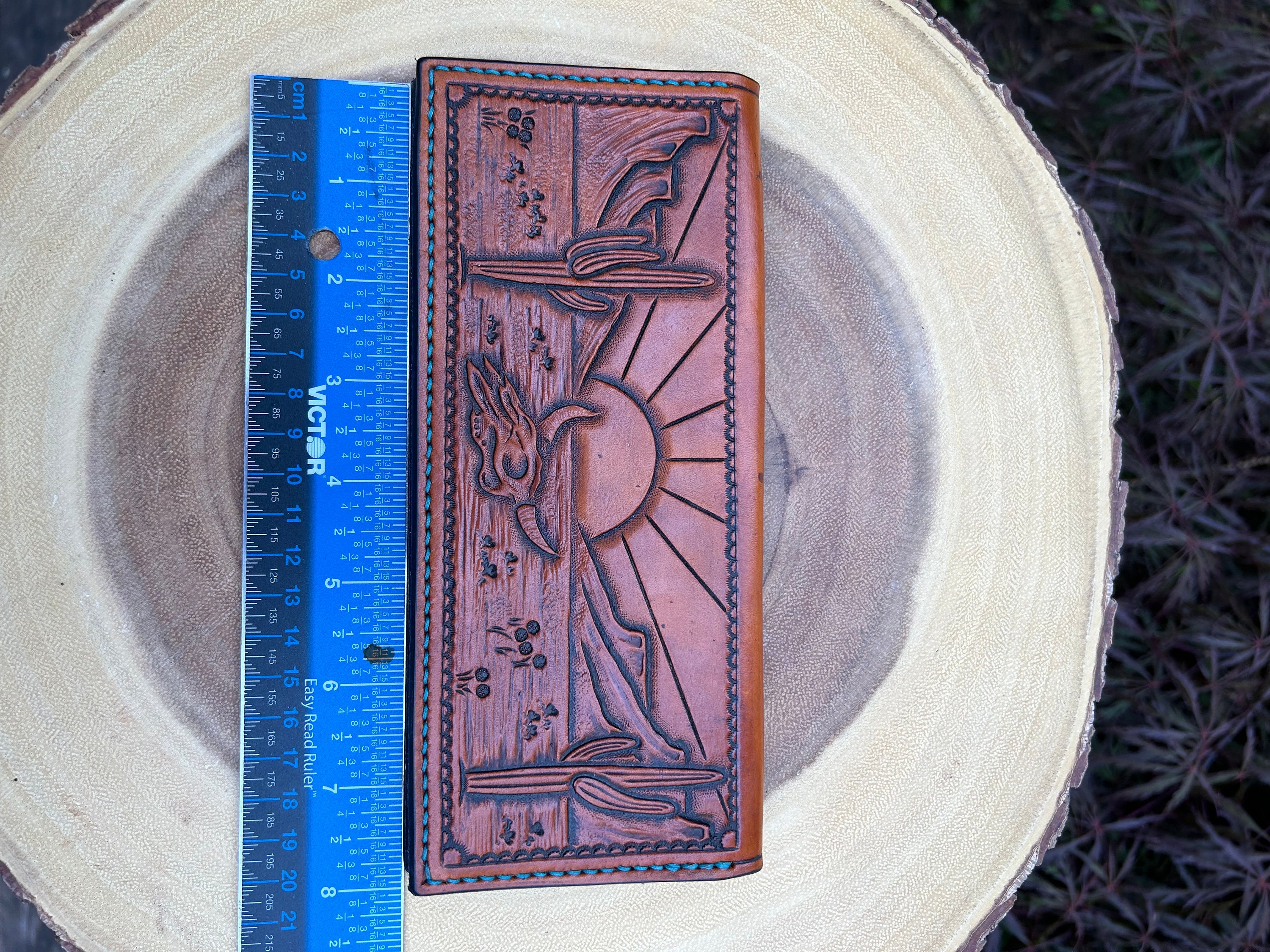 Hand Tooled Leather Long Wallet With Desert Scene - Etsy